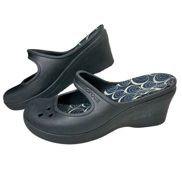 CROCS | Shoes | Crocs Francesblack Mary Jane Style Wedge Mule Size 9 ...